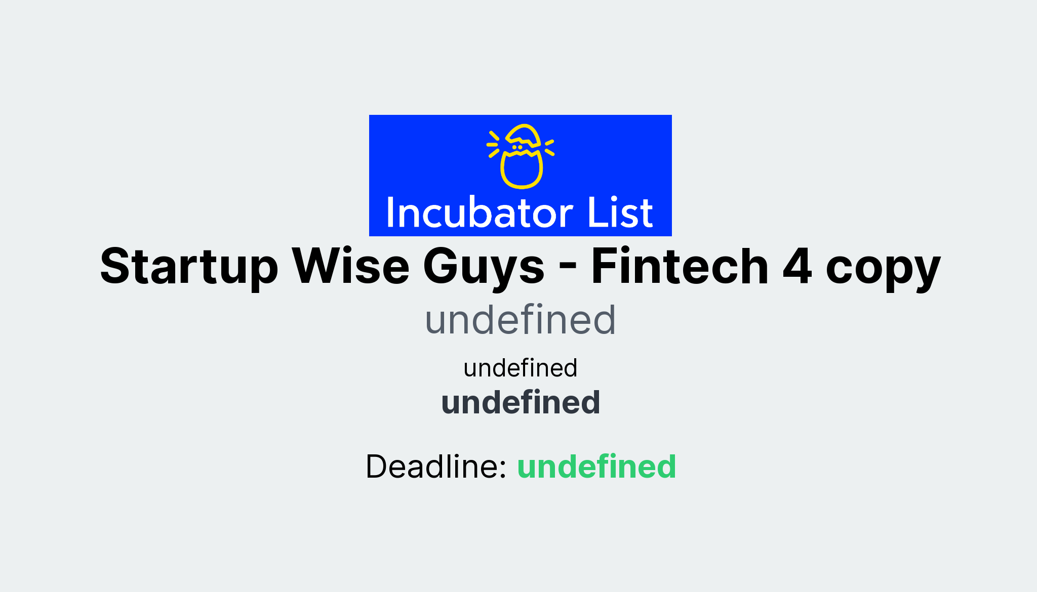 Startup Wise Guys - Fintech 4 copy - Key Information